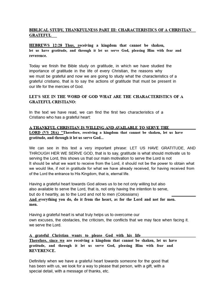 Characteristics of a Grateful Christian | PDF | Gratitude | Bible