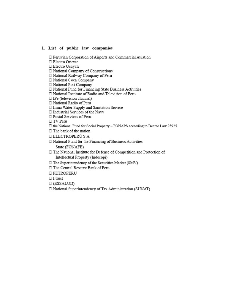 List of Public Law Companies in Peru | PDF