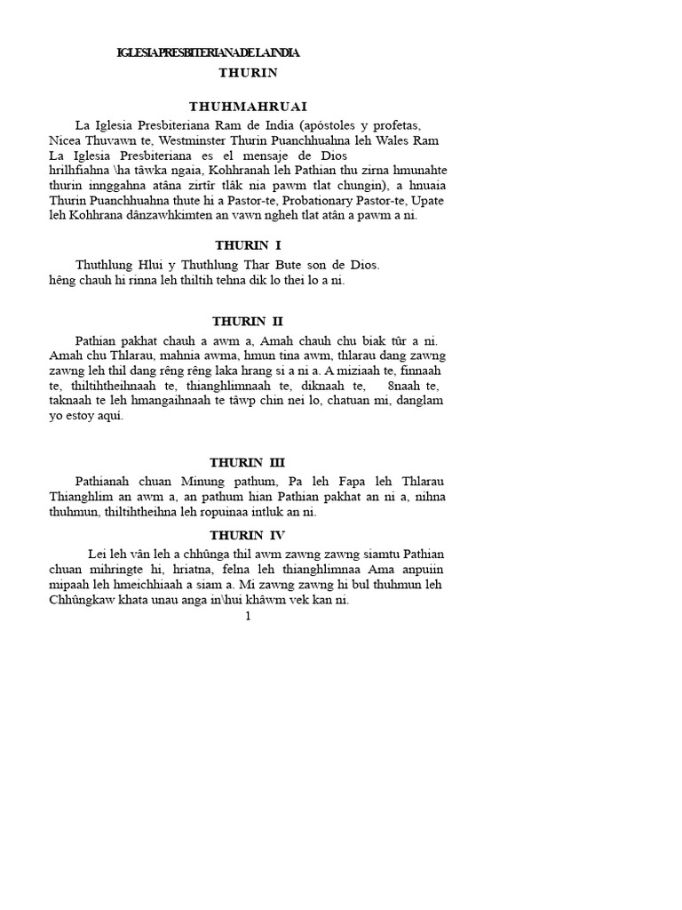 Iglesia Presbiteriana de India Thurin | PDF