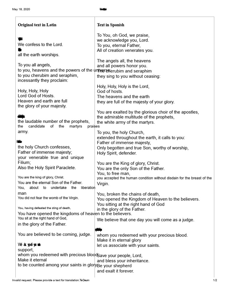 Latin Text of Te Deum | PDF | Glory (Religion) | God In Christianity