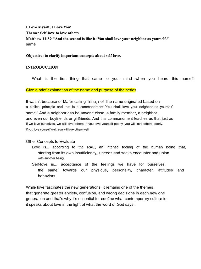 Title - I Love Me, I Love You | PDF | Love | Psychology