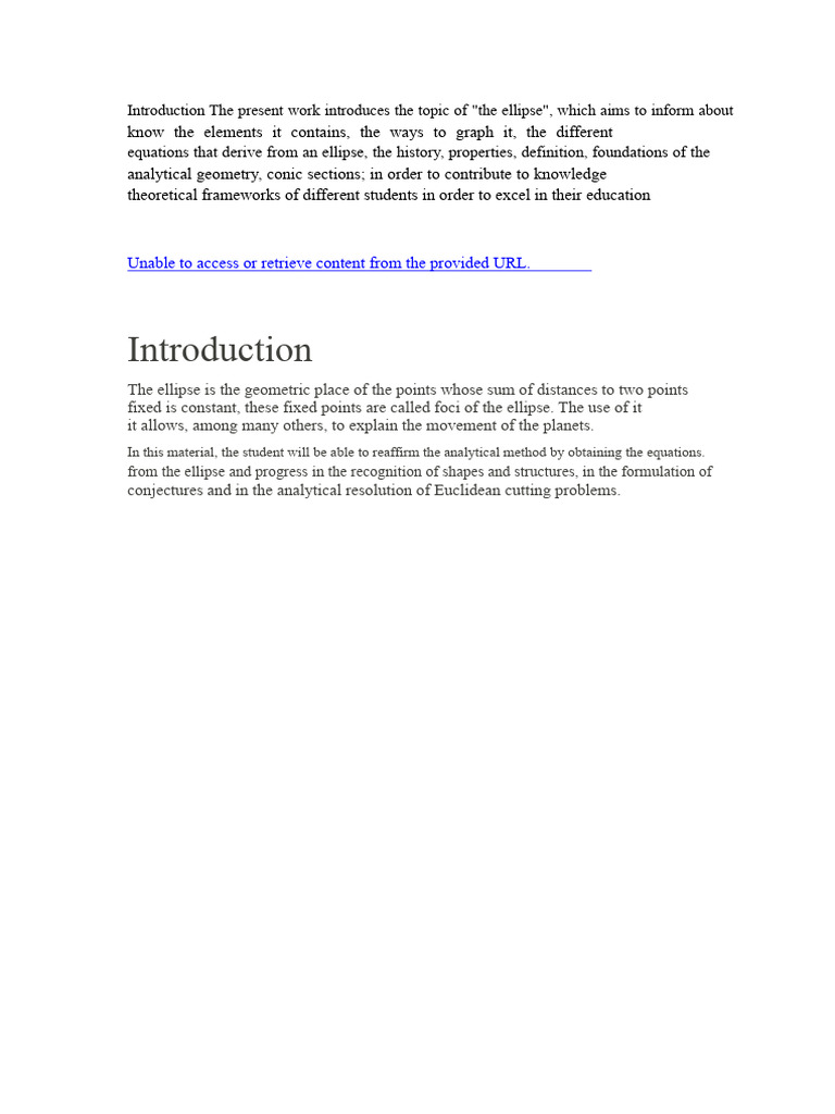 Introduction To Ellipse | PDF