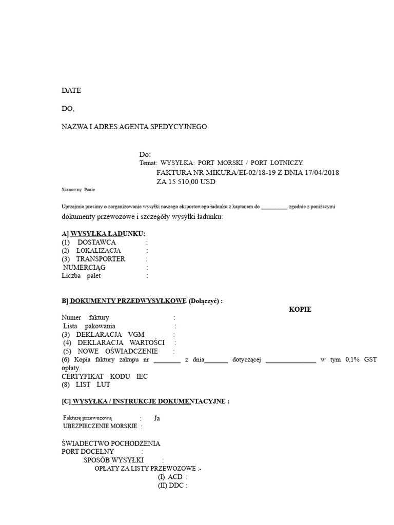 Przykładowy List Motywacyjny Do Agentów Żeglugi | PDF