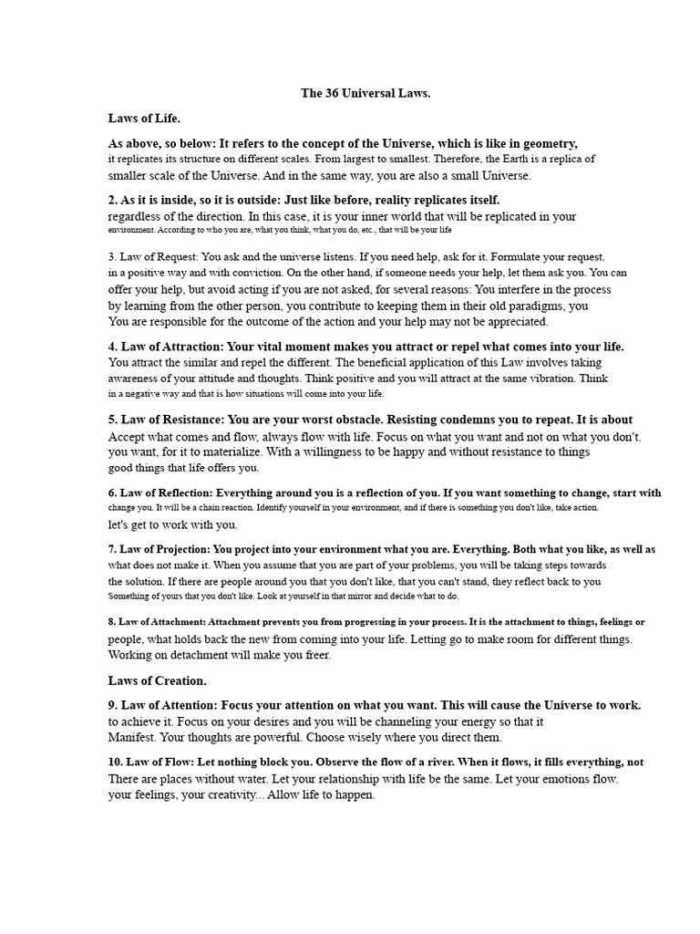 The 36 Universal Spiritual Laws | PDF | Prayer | Thought
