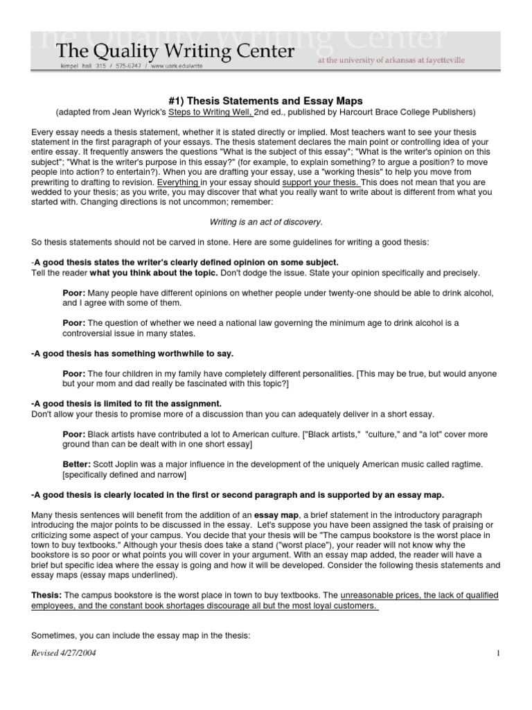 01 Thesis Statements and Essay Maps | PDF | Essays | Thesis