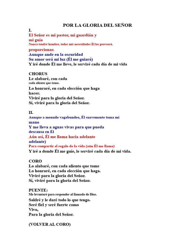 Por La Gloria Del Señor | PDF