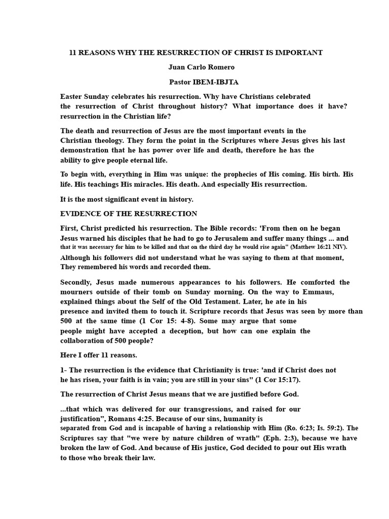 11 Reasons Why The Resurrection of Christ Is Important | PDF ...