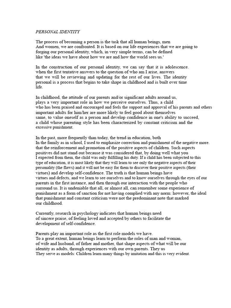Understanding Personal Identity Formation | PDF | Adolescence ...