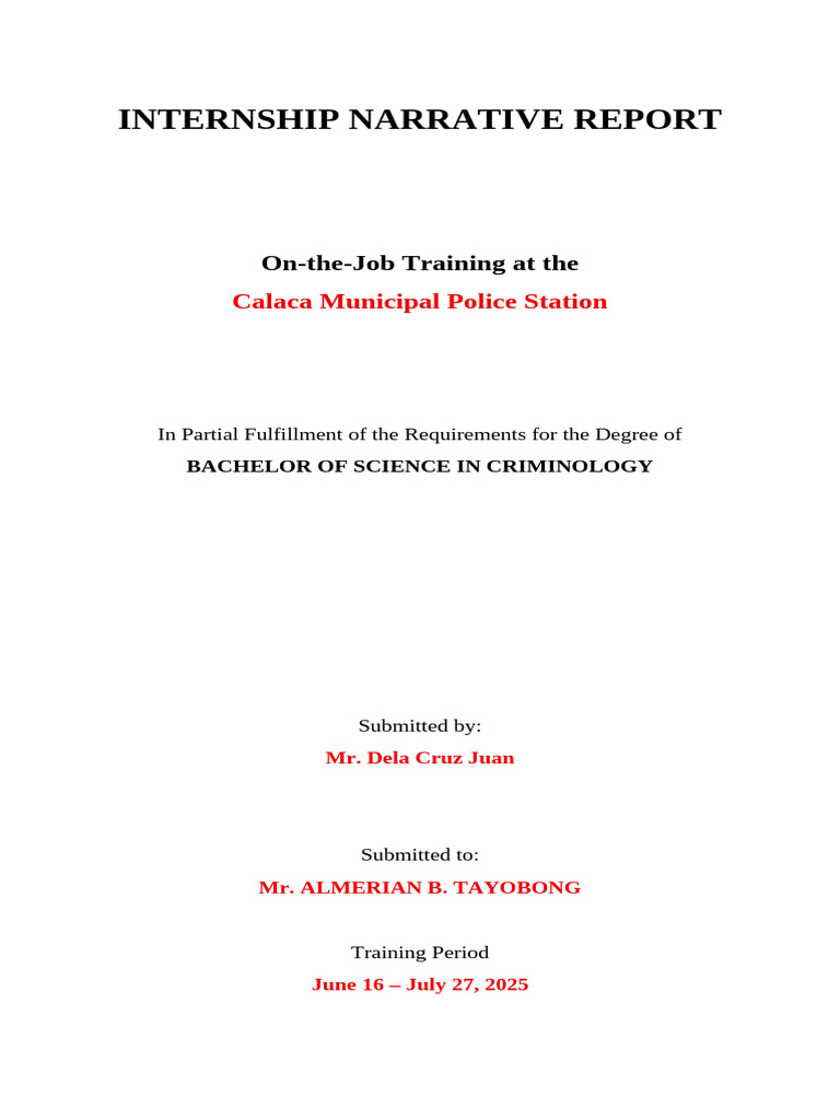 Internship Report: Calaca Police Station | PDF | Problem Behavior ...