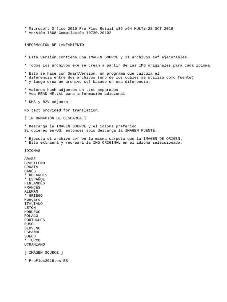 MS Office 2019 Pro Plus Retail X86 X64 MULTi-22 OCT 2018 (Gen2) | PDF