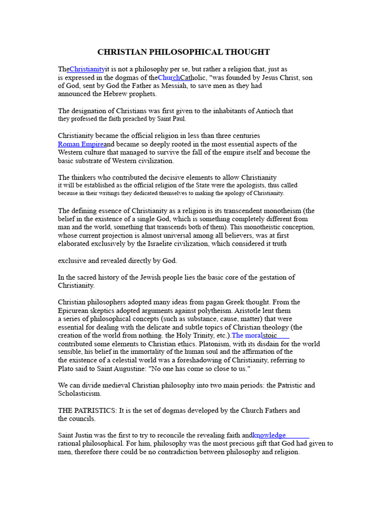 Overview of Christian Philosophy | PDF | Christian Philosophy | Thomas ...