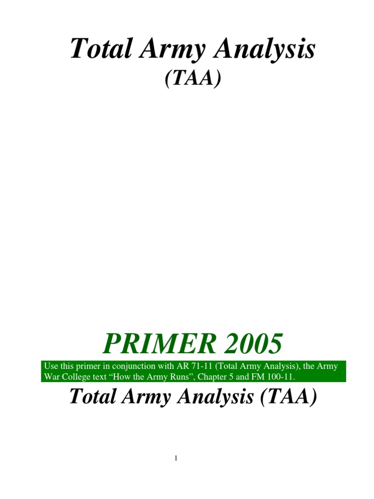 #23584 Army DOTMLPF Analysis Primer - TAA | United States Army | United ...