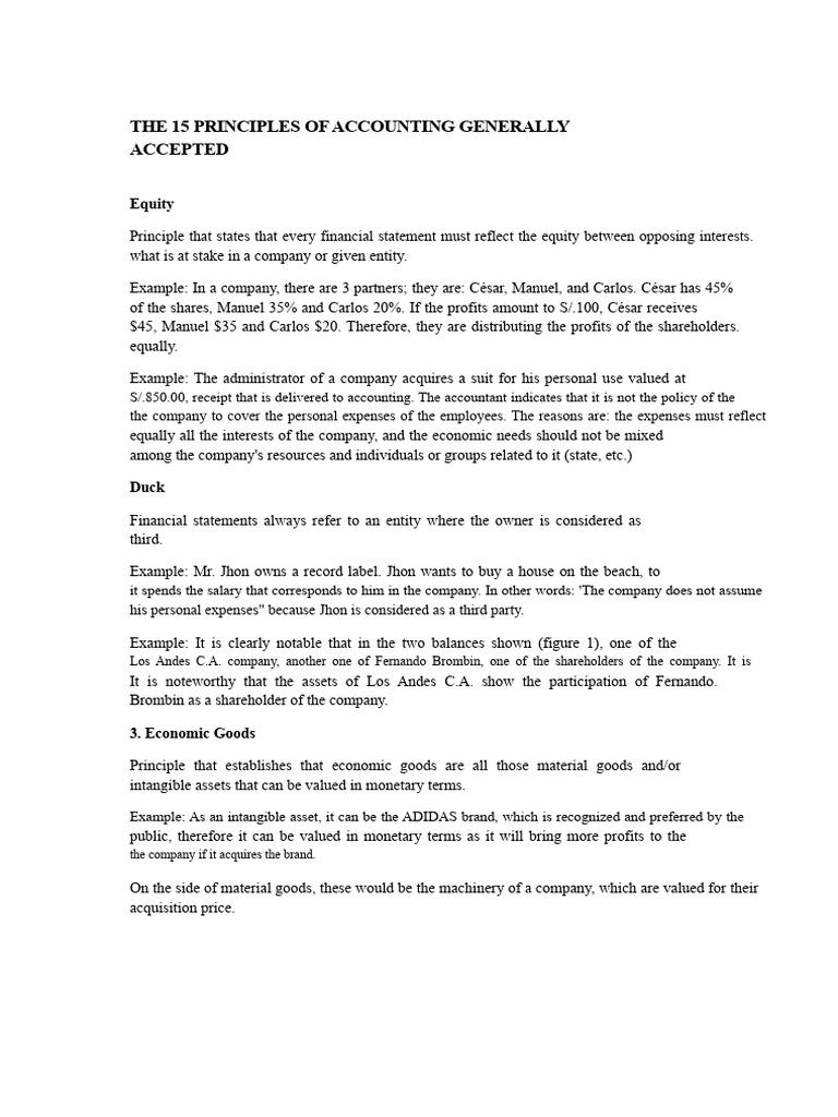 The 15 Principles of Generally Accepted Accounting | PDF | Debits And ...