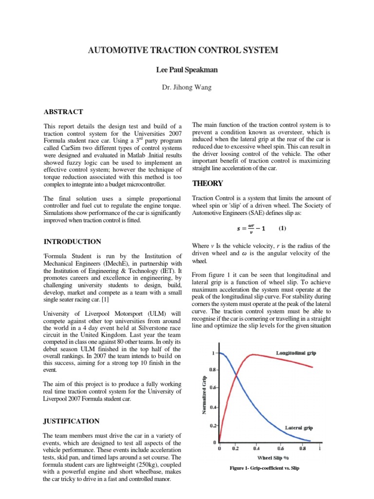 Traction Control System | PDF | Control System | Combustion
