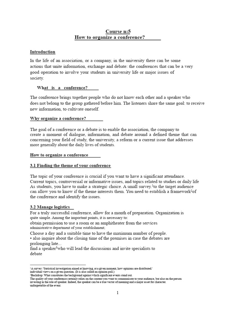 How To Organize A Conference | PDF
