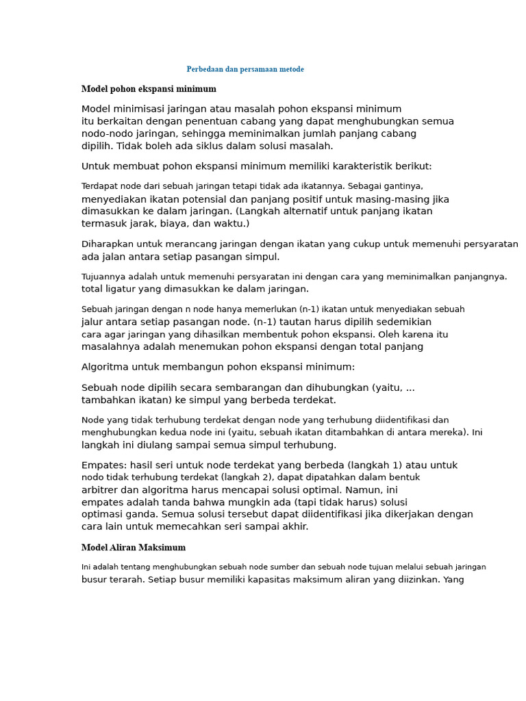 Metode Pohon Ekspansi Minimum dan Aliran Maksimum | PDF