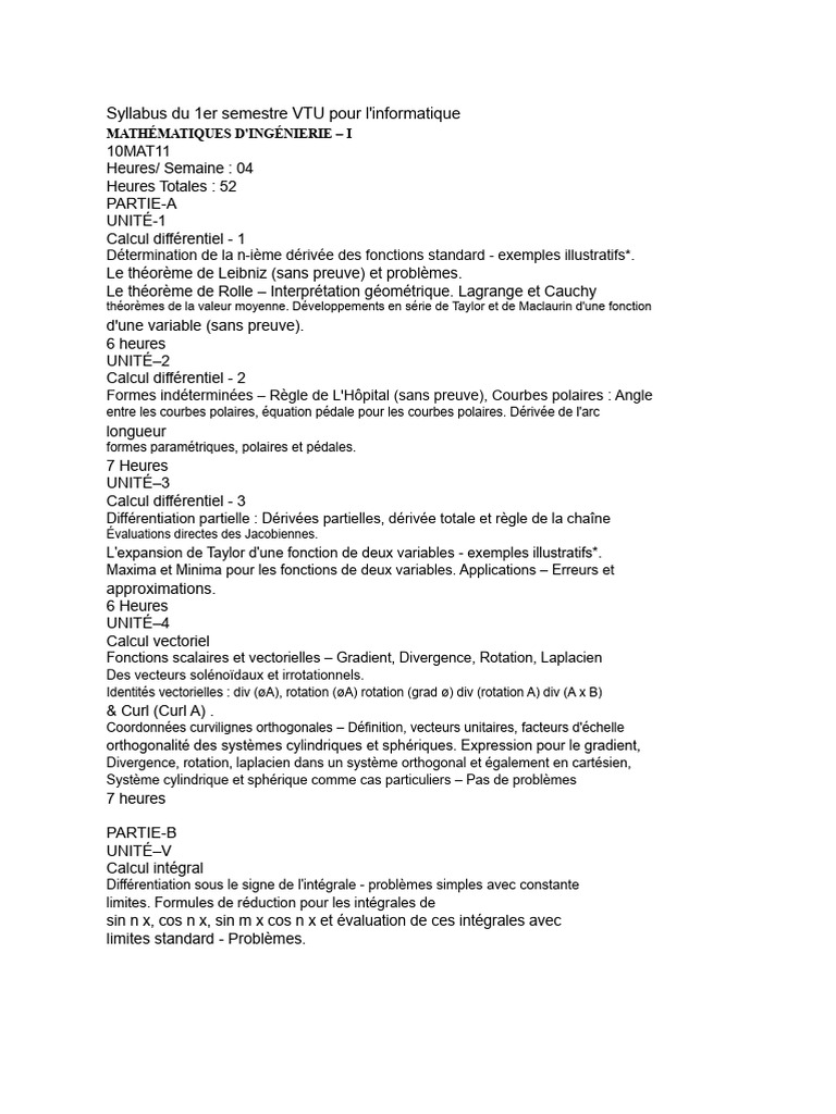Syllabus Informatique Semestre 1 VTU | PDF | Électron | Mécanique quantique