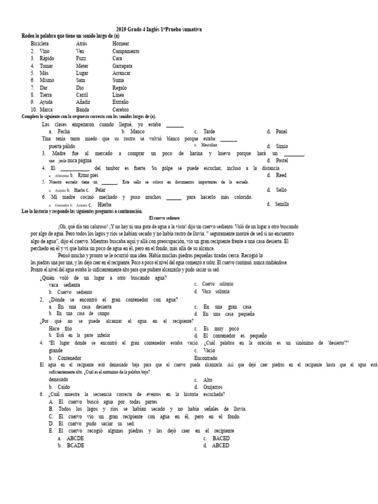 Prueba de Cuarto Grado | PDF | Filipinas | Asia