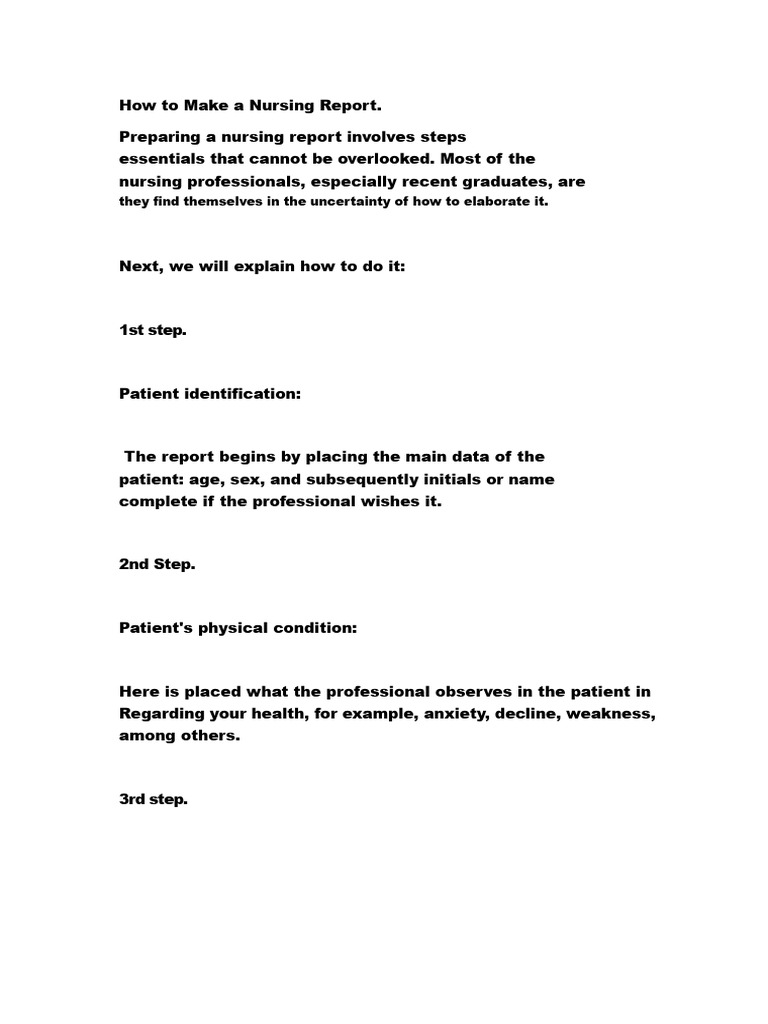 Guide to Writing Nursing Reports | PDF