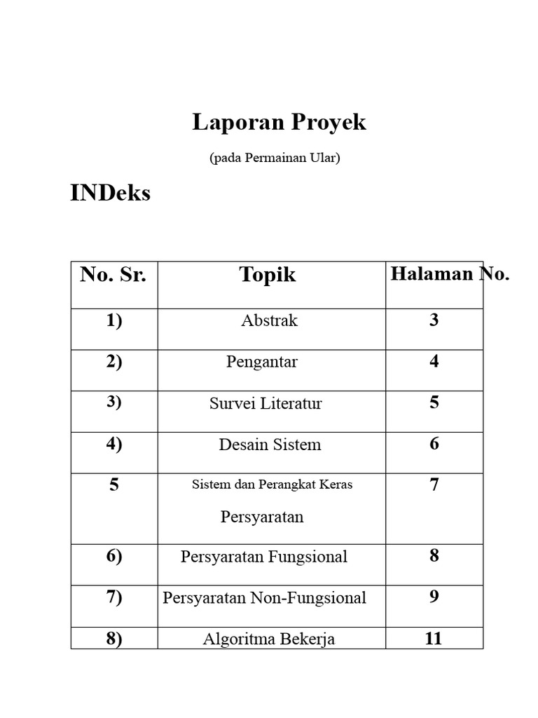 Laporan Proyek Permainan Ular Pdf