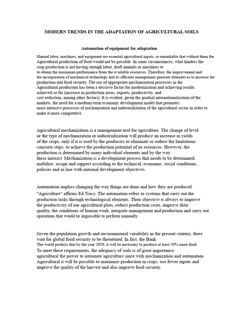 Agricultural Soil Adaptation Trends | PDF | Agriculture | Automation