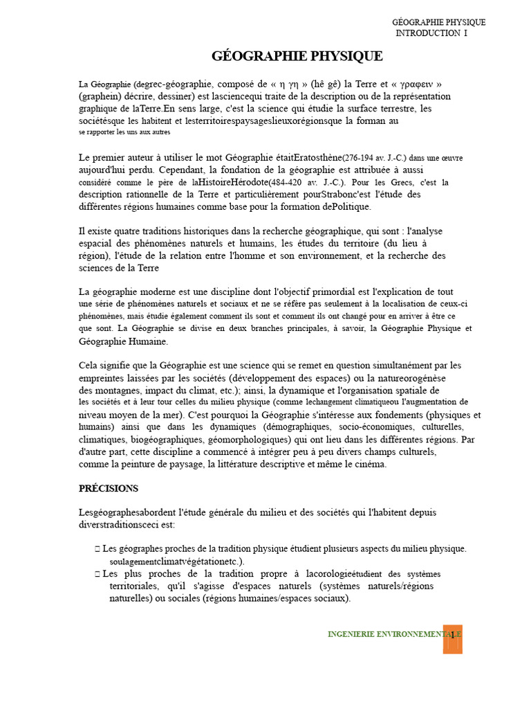 Introduction à la géographie physique | PDF | Géographie | Géomorphologie