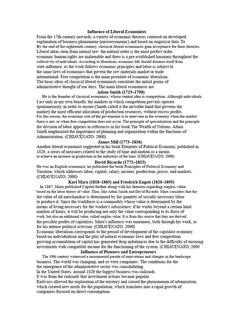 Influence of Liberal Economists | PDF | Value (Economics) | Economics