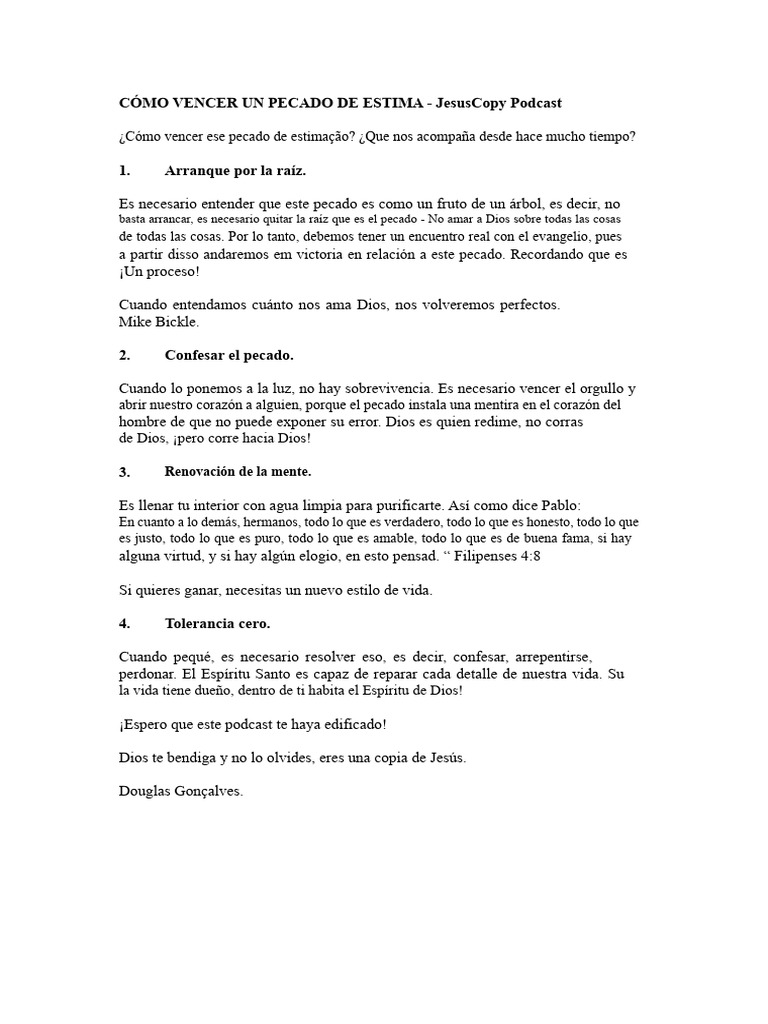 Vencer el Pecado de Estima en 4 Pasos | PDF
