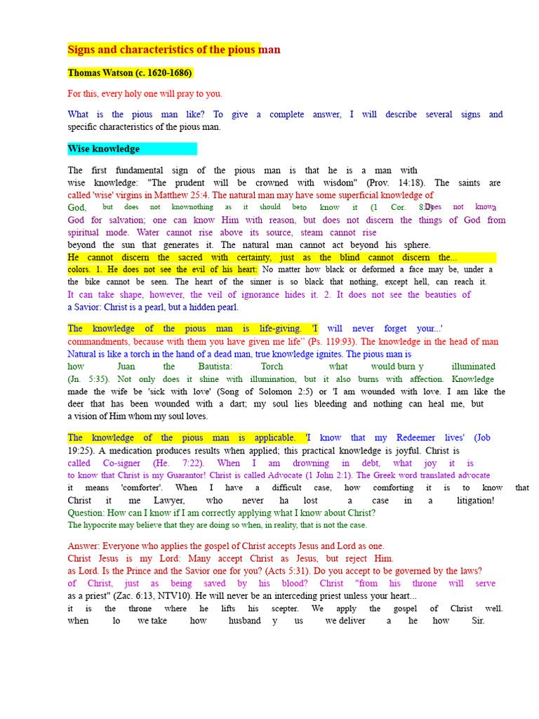 Characteristics of a Pious Man | PDF | Faith | Jesus