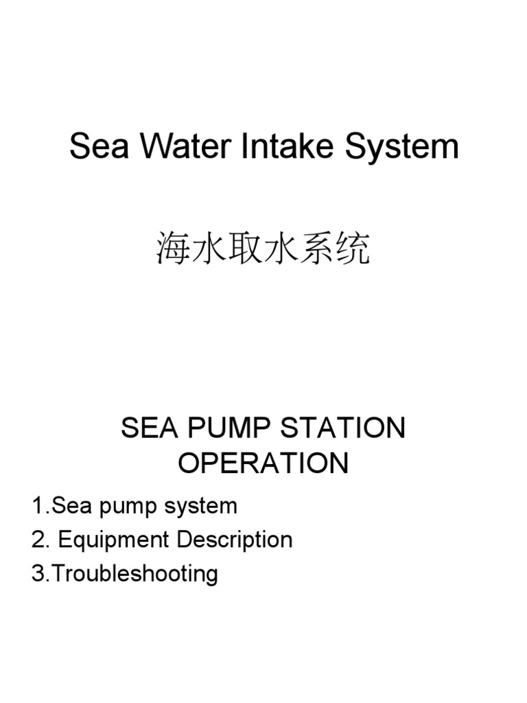 Sea Water Intake System | PDF | Pump | Valve