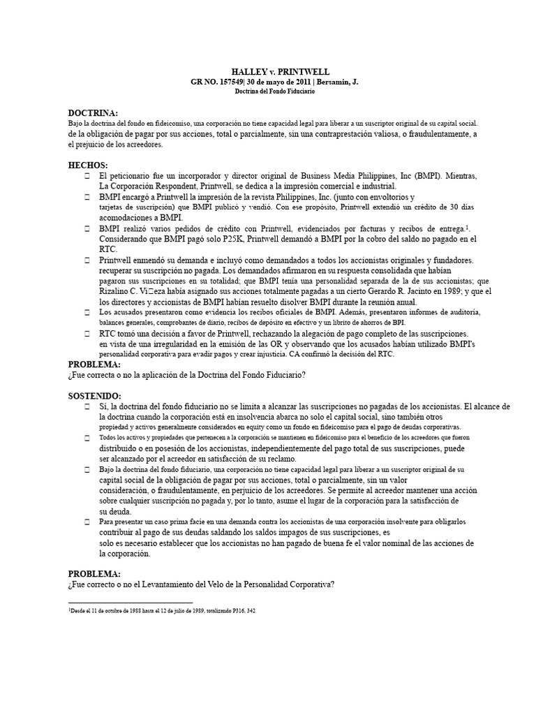 18 Halley v. Printwell, Inc. | PDF | Corporaciones | Derecho privado