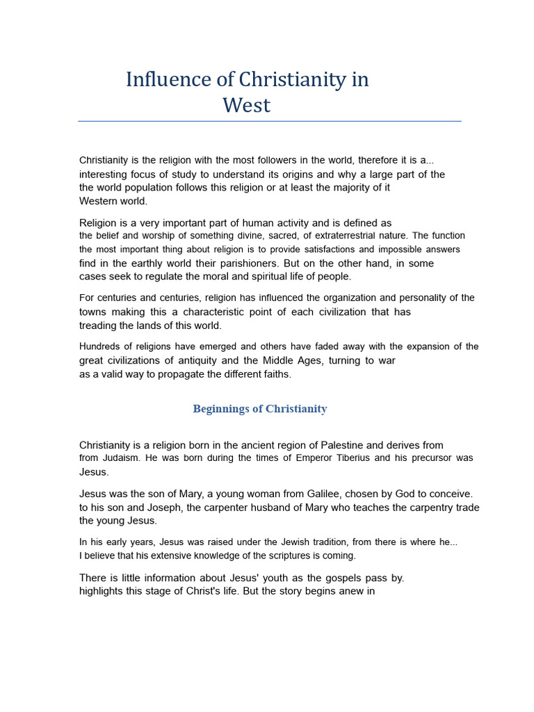 Christianity's Historical Influence in the West | PDF | Jesus | Early ...