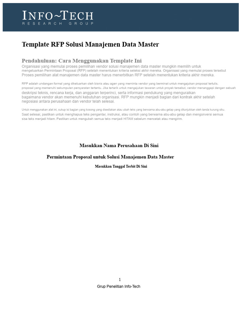 It Master Data Management Solution RFP Template | PDF