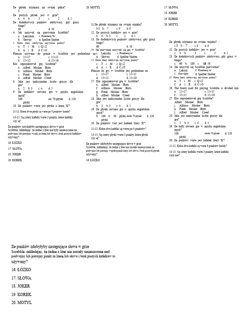 Quiz Scrabble | PDF
