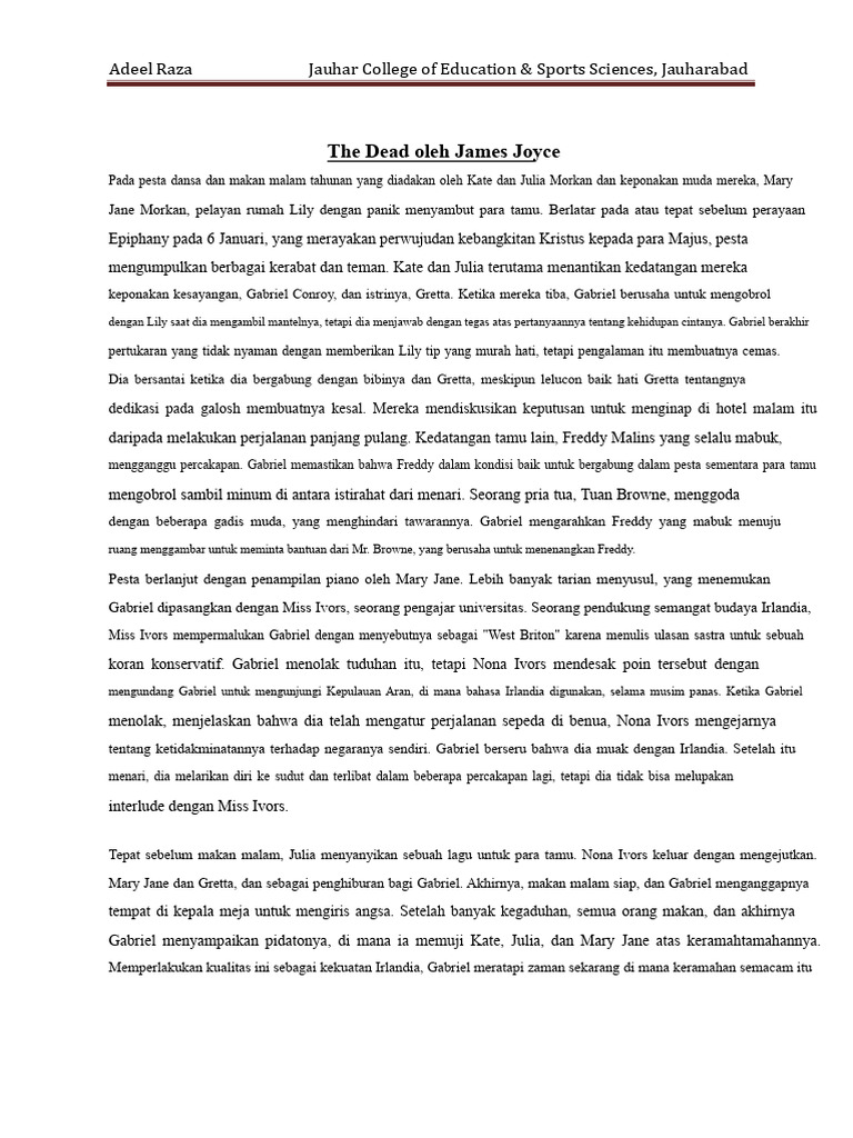 Analisis "The Dead" oleh James Joyce | PDF
