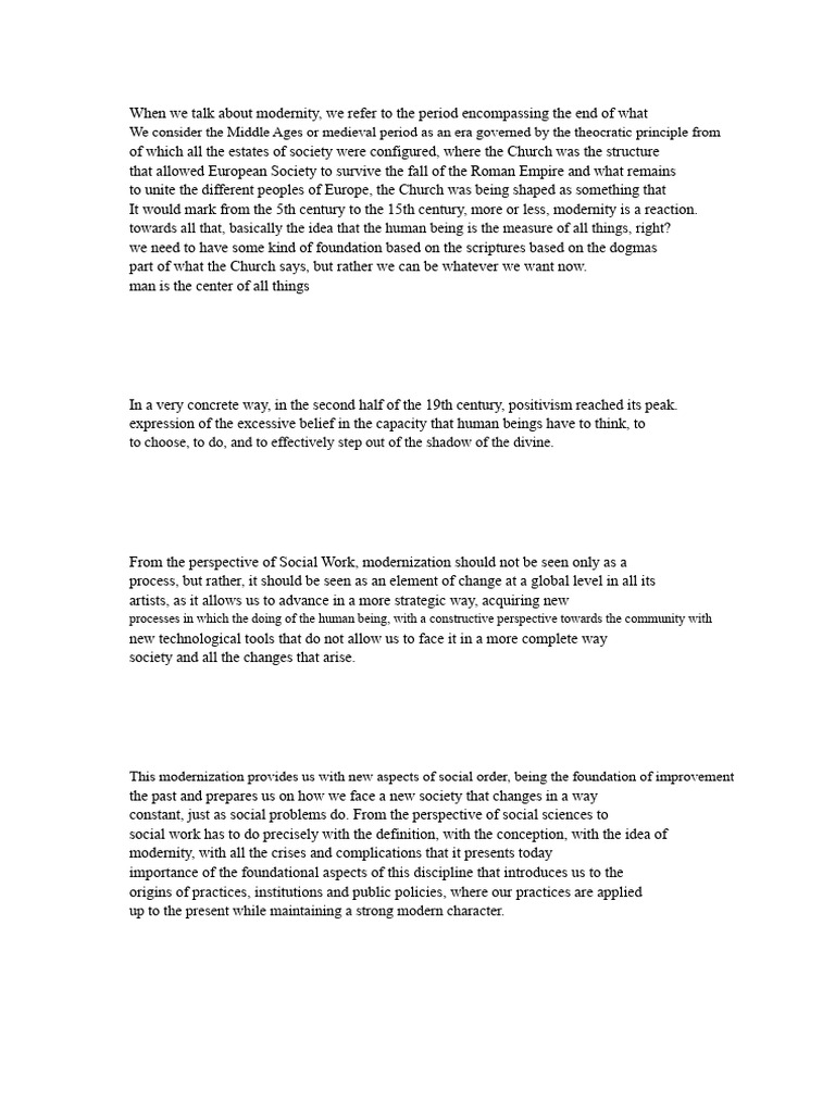 Modernity's Impact on Social Work | PDF | Modernity | Liberal Arts ...