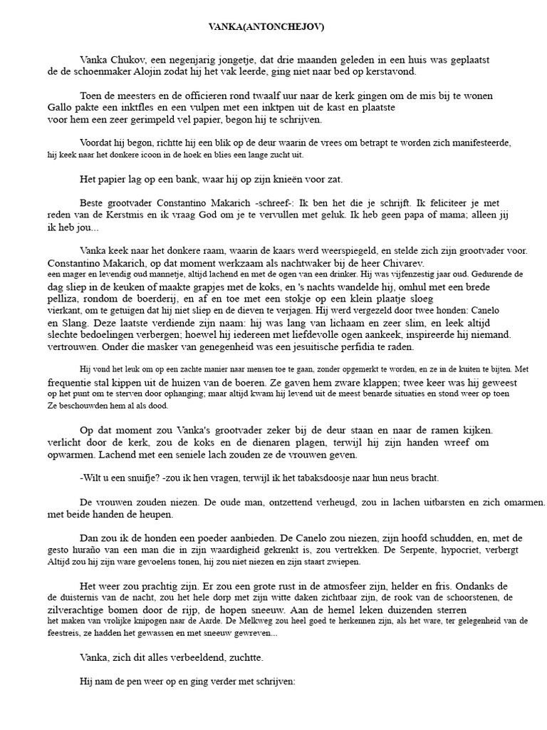 Vanka (Chejov) Werk | PDF