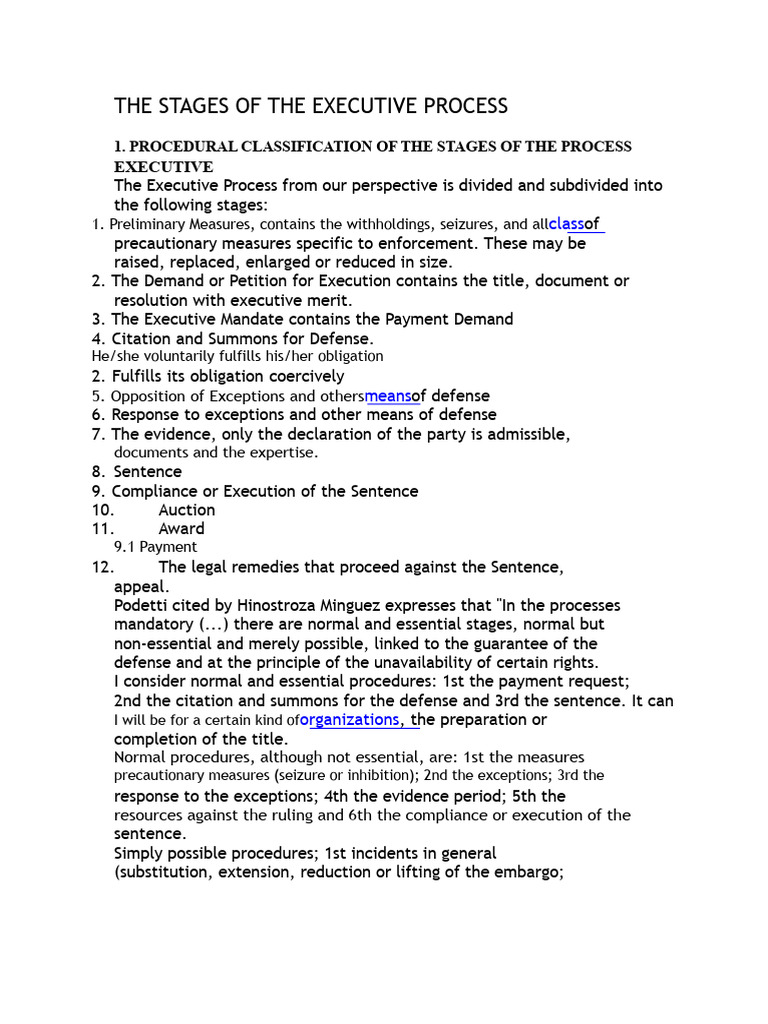 The Stages of The Executive Process | PDF | Judgment (Law) | Lawsuit