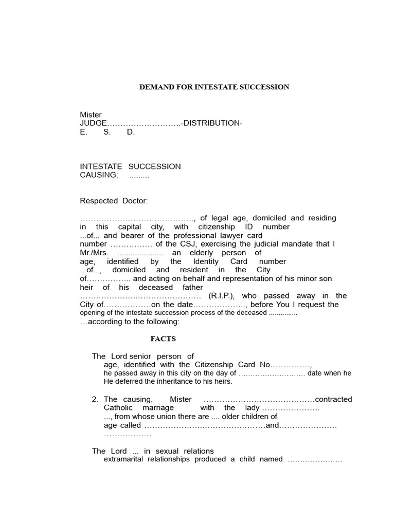 Intestate Succession Request Document | PDF | Intestacy | Inheritance