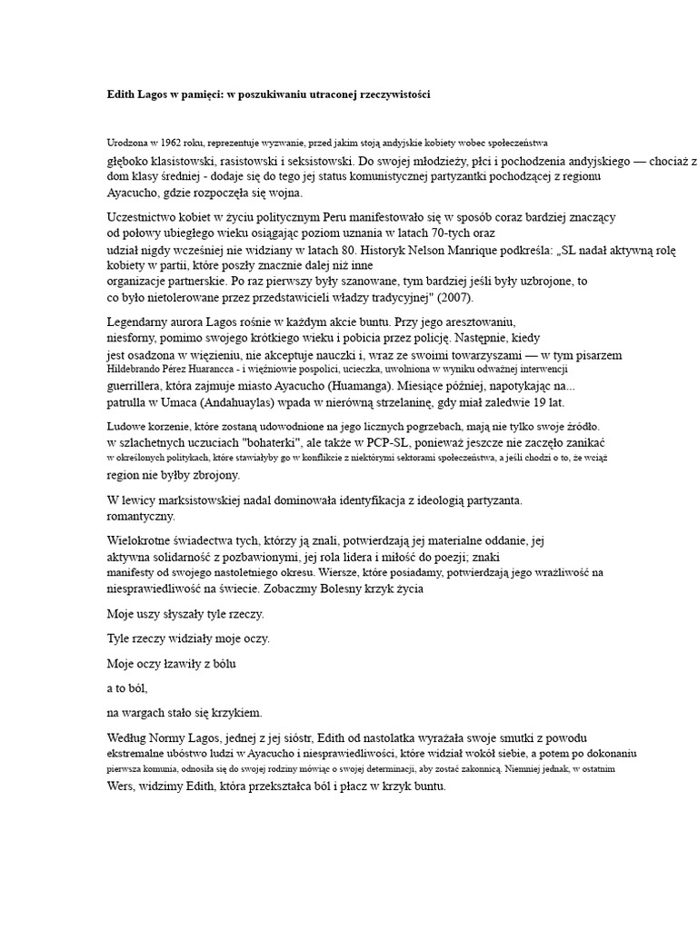Edith Lagos Batalla za pamięć. | PDF