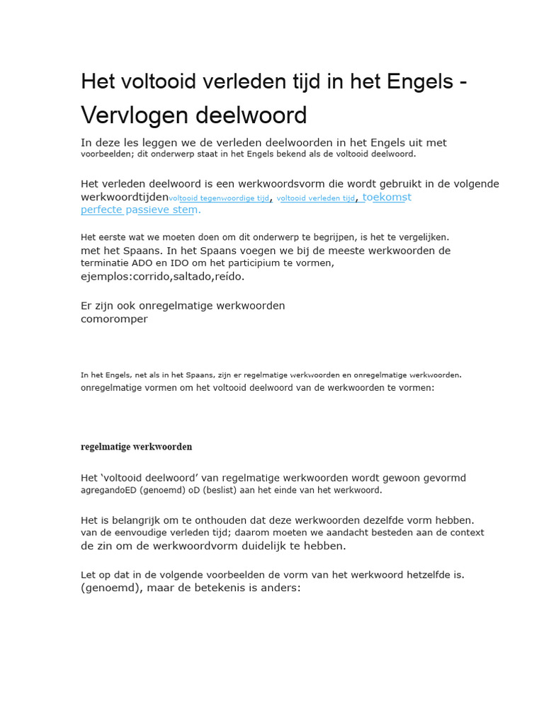 De Verleden Participium in Het Engels | PDF