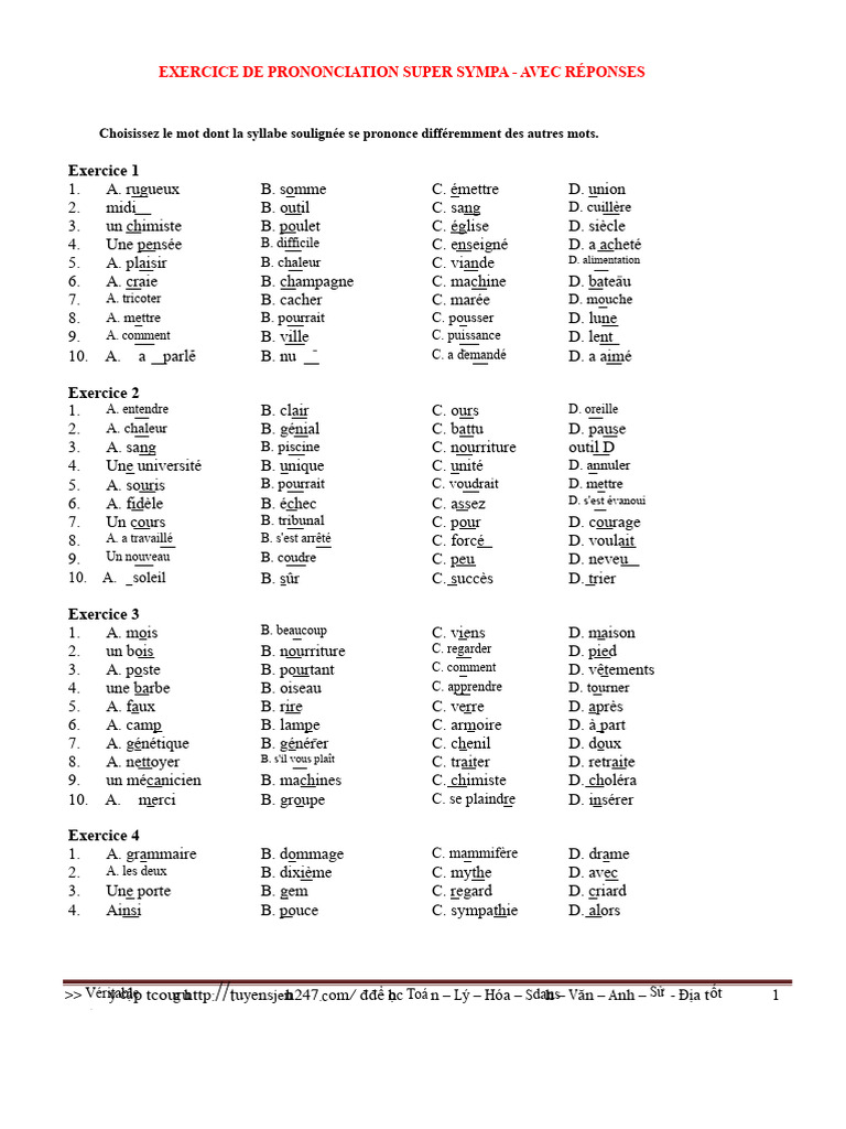 Exercice de Prononciation | PDF | Syllabe