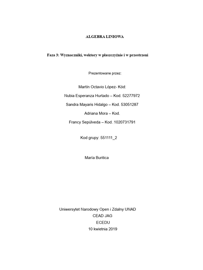 Algebra Liniowa Faza 3 Wyznaczniki, Wektory W Płaszczyźnie I W ...