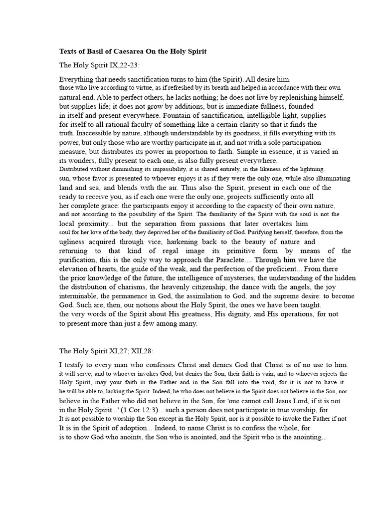 Basil on the Holy Spirit Explained | PDF | Grace In Christianity | Jesus