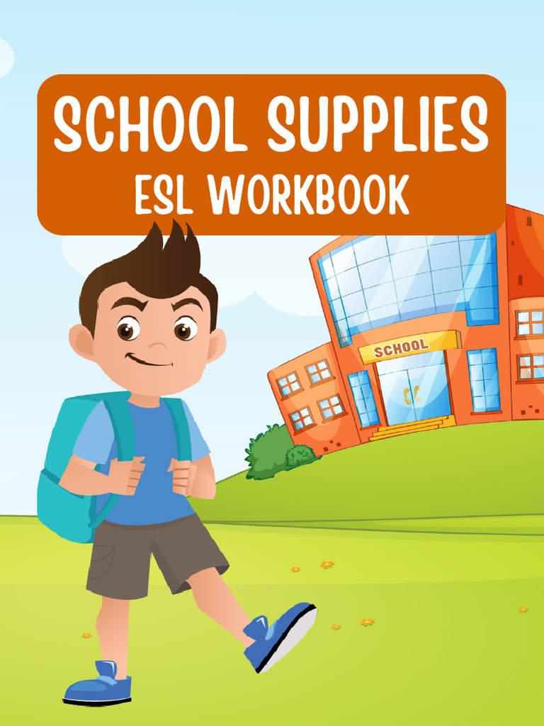 ESL School Supplies Kindergarten Workbook in Colourful Illustrative ...