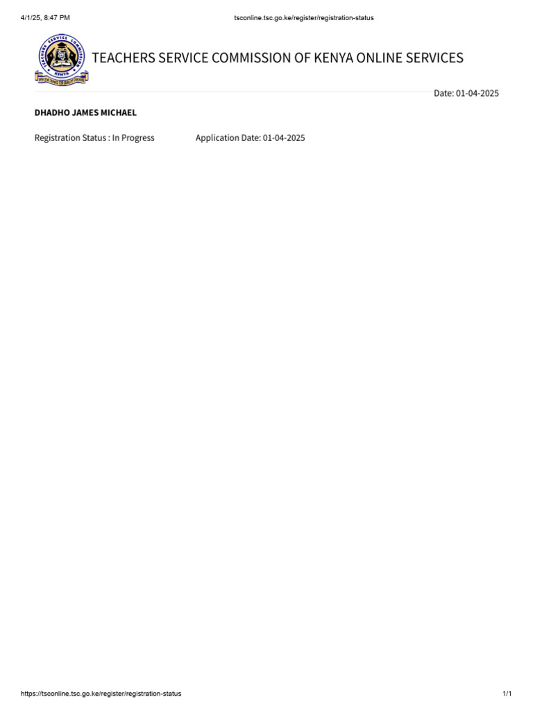 TSC Registration Status Update | PDF