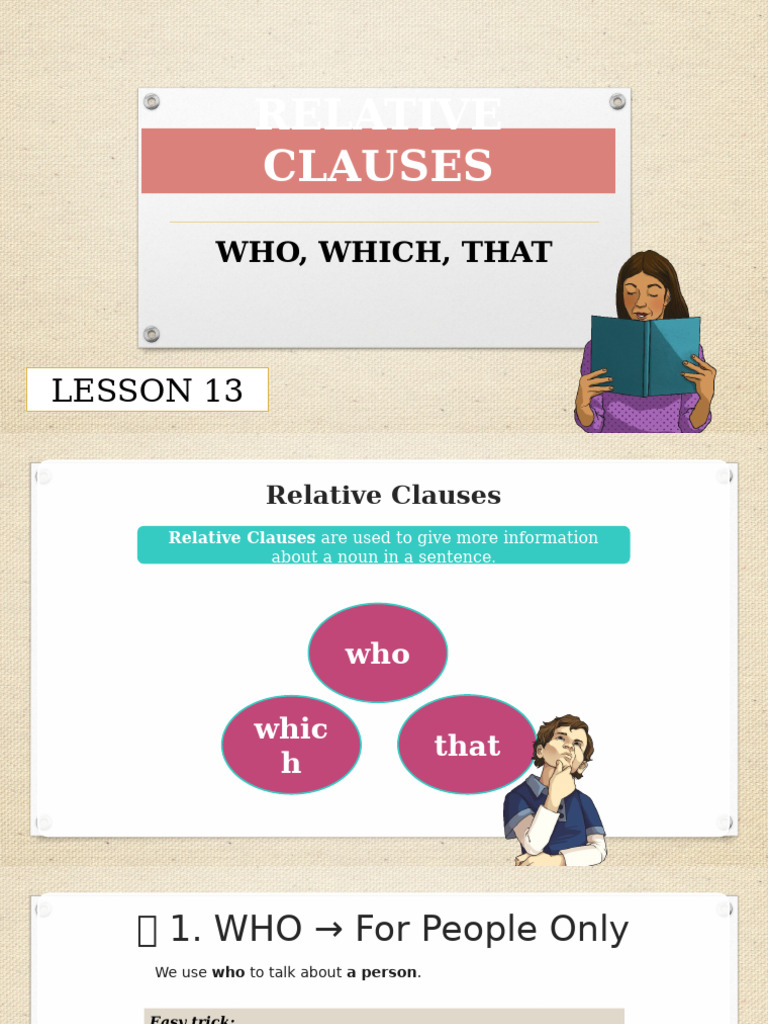 Understanding Relative Clauses: Who, Which, That | PDF