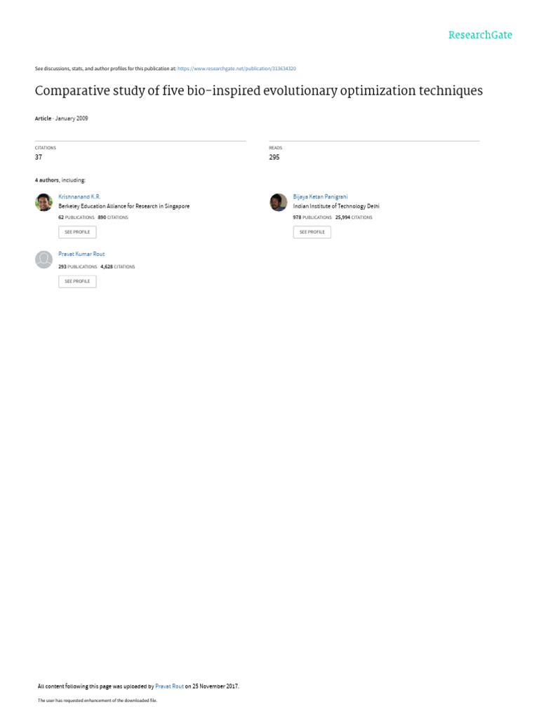 Comparative Study of Five Bio Inspired Evolutionary Optimization ...