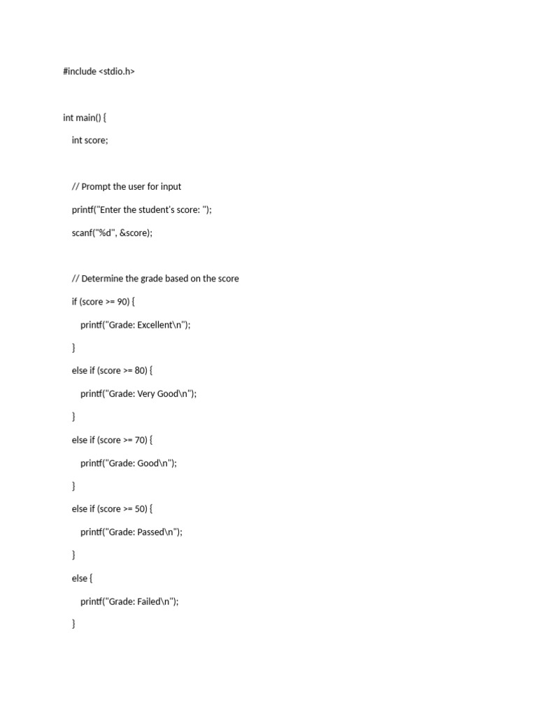 Grade Using Else If Pdf