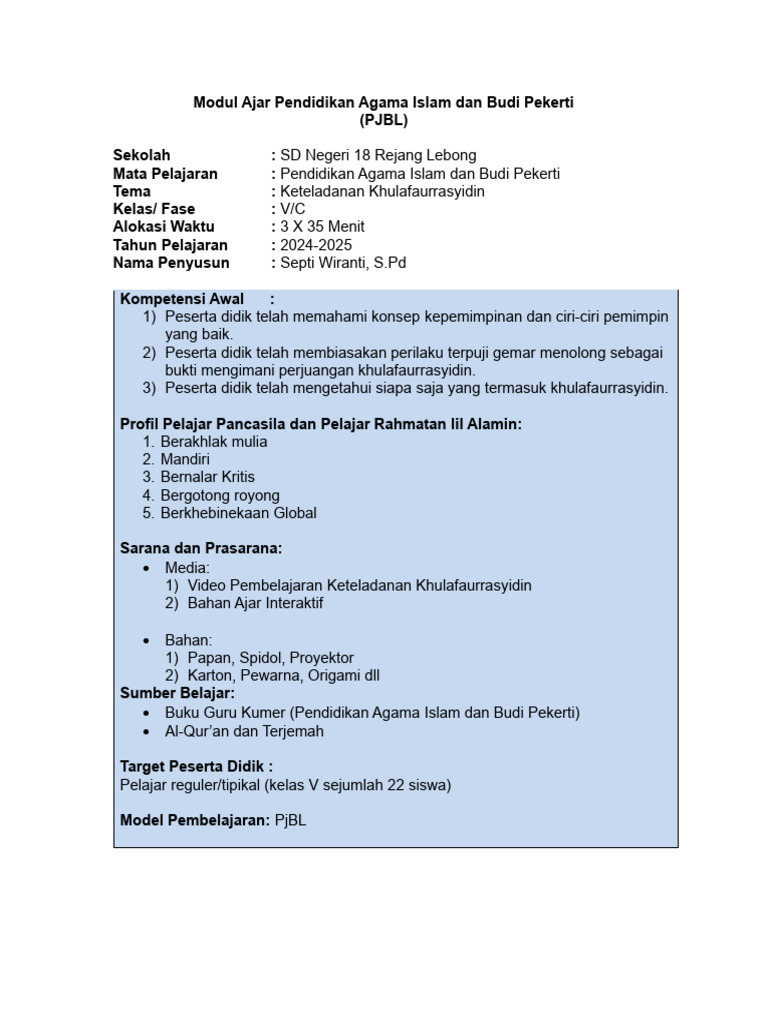 Modul Ajar PJBL | PDF